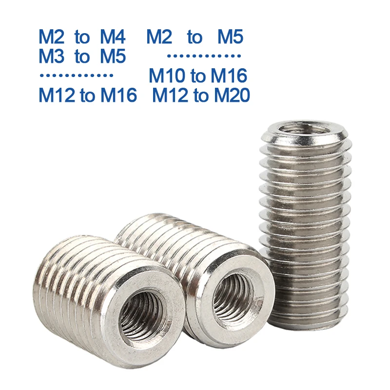 2/ 5pcs Inside Outside Thread Adapter Screw Nuts Insert Sleeve Converter Nut Coupler M2 M3 M4 M5 ...