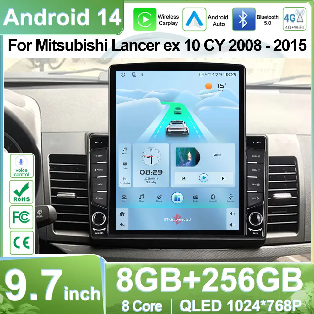 9.7inch Android 14 For Mitsubishi Lancer 10 CY 2007 - 2017 Car Auto ...