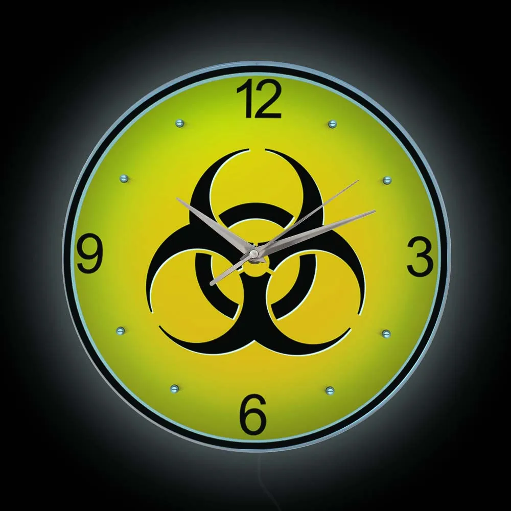 Biohazard Symbol LED Backlit Wall Clock For Lab Medical Fallout Sign ...