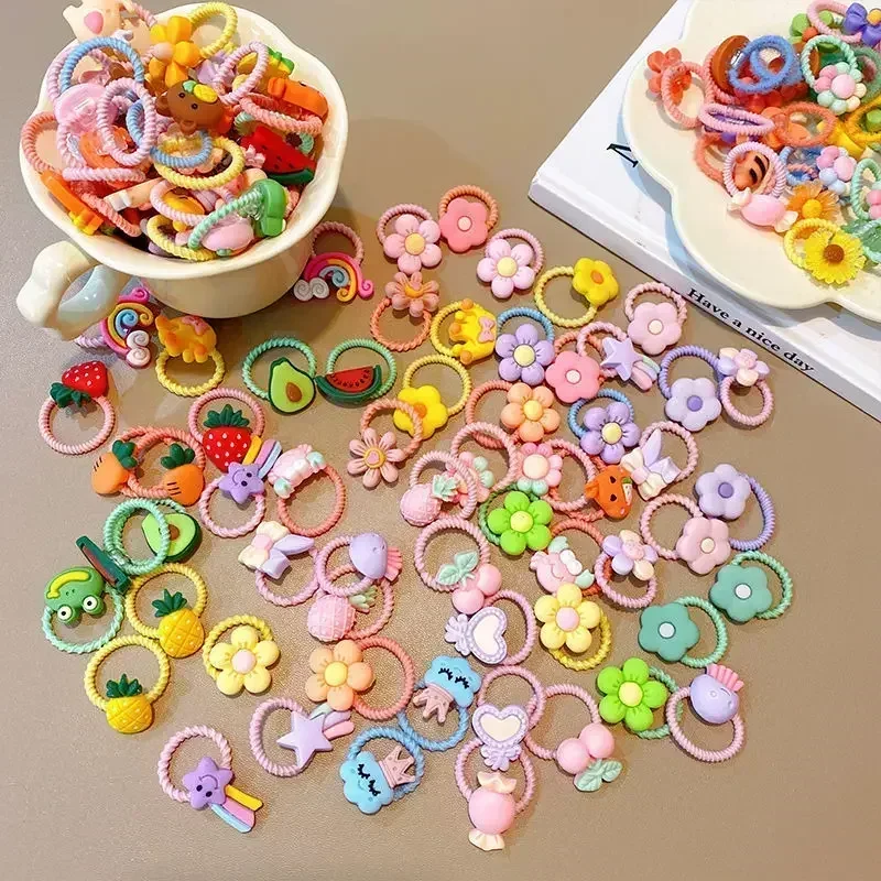 Colorful-Flower-Animal-Girls-Hairbands-Sweet-Fruit-Elastic-Hair-Ropes ...