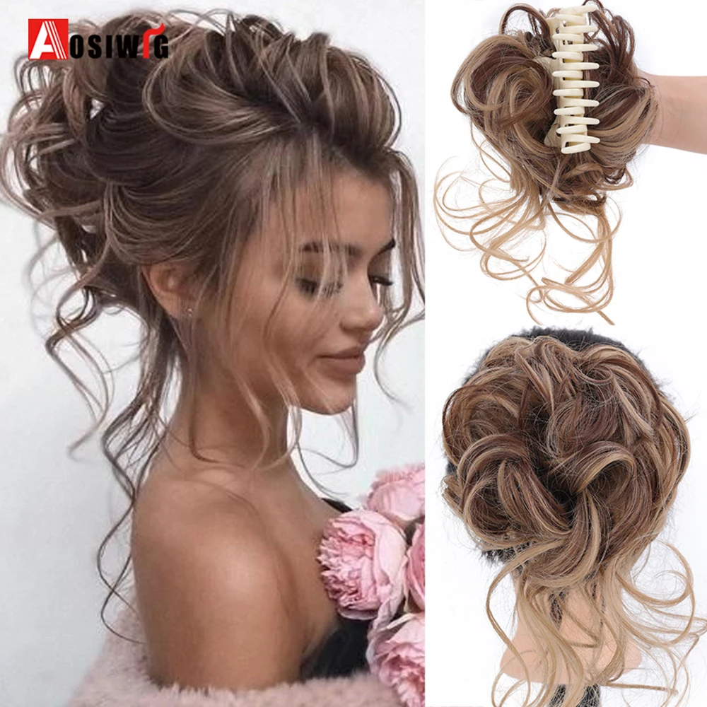 Messy Curly Hair Bun Scrunchie Extensions | Scrunchie Ponytail Hair Extensions - Synthetic ...