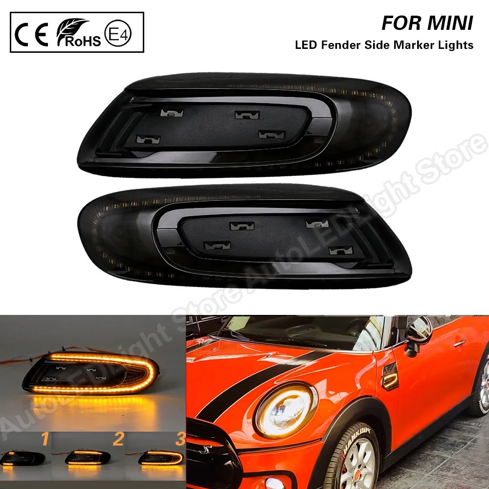 For Mini Cooper F55 F56 F57 2x Dynamic Led Fender Side Marker Lights ...