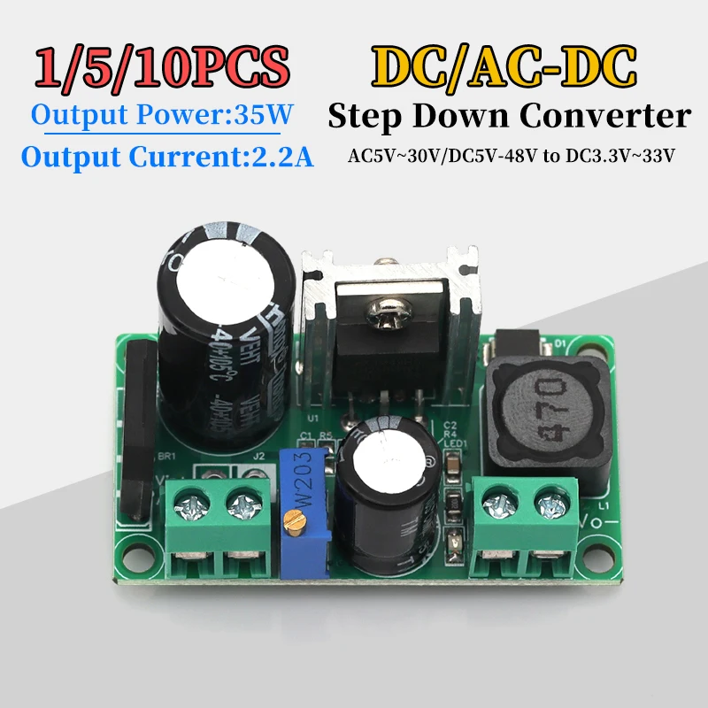 AC/DC to DC Buck Step Down Converter Module LM2596HV 3v 3.3V 5V 6V 9V 12V 15V 24V DC 5V-50V ...