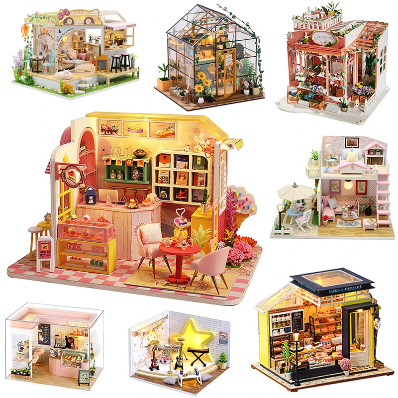 Wooden-Miniature-Doll-House-Model-Building-Kits-3D-Puzzle-Small-House ...