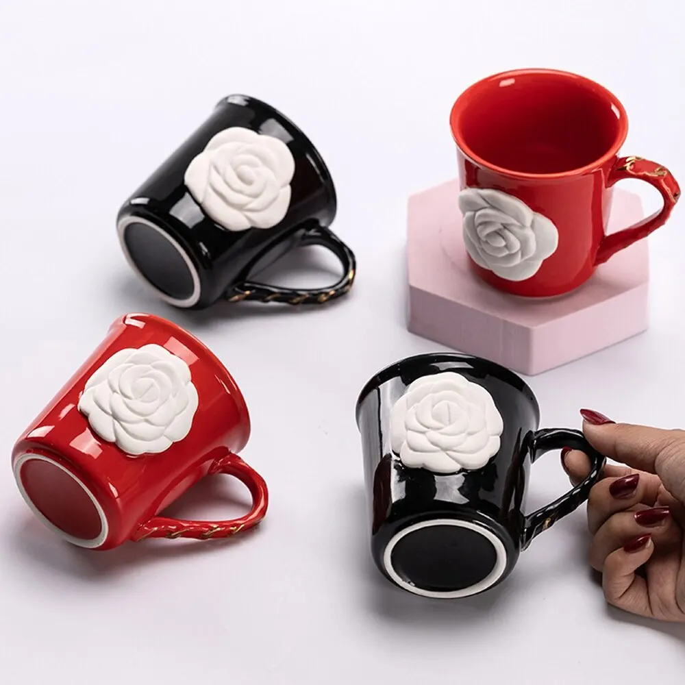 Ceramic Mugs Coffee Cups Hand Pinched Irregular Camellia Flower Milk ...