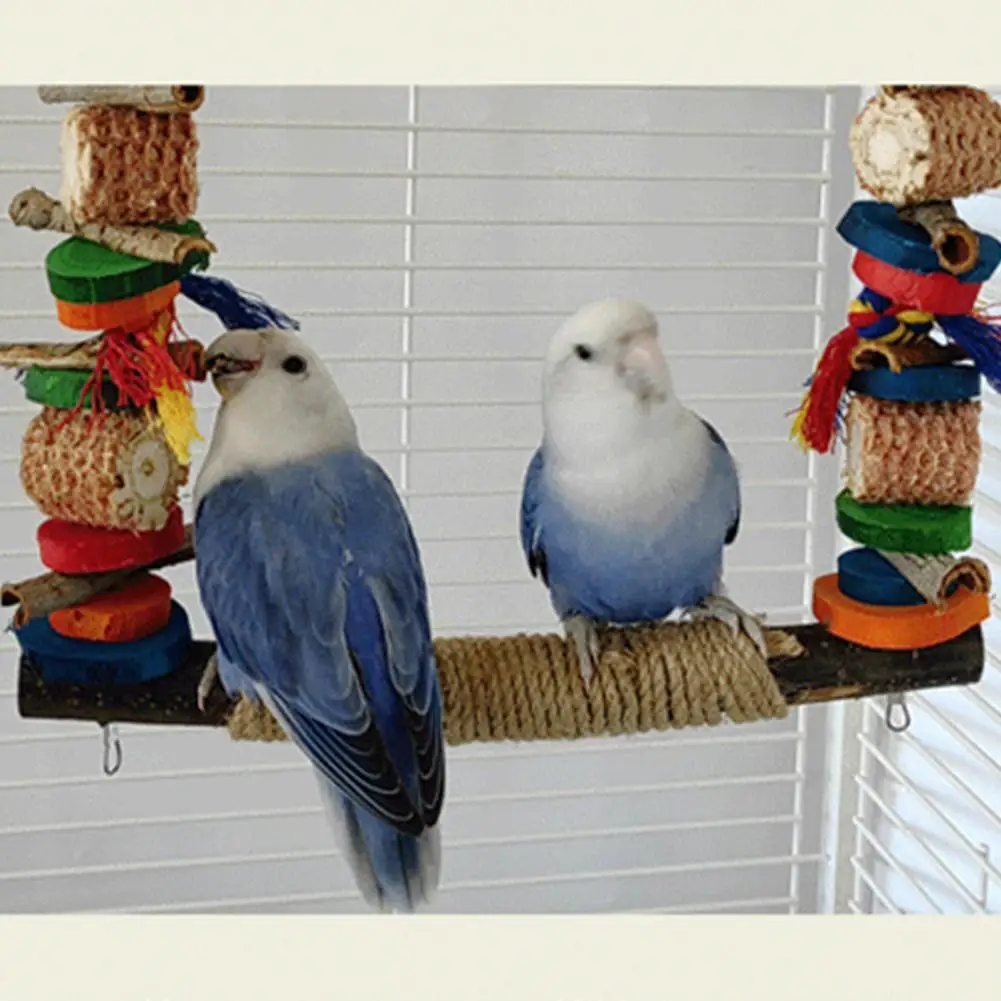 Parrot Colorful Hanging Perch Stand Corn Cob Wooden Block Standing