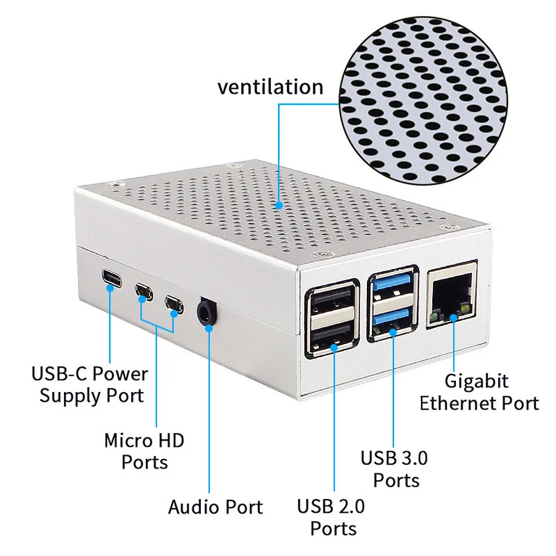 Pour 3B 3B Plus - Kit De Protection Pour Raspberry Pi 3b 3b + 4b, Boîtier Noir En Aluminium Avec ...