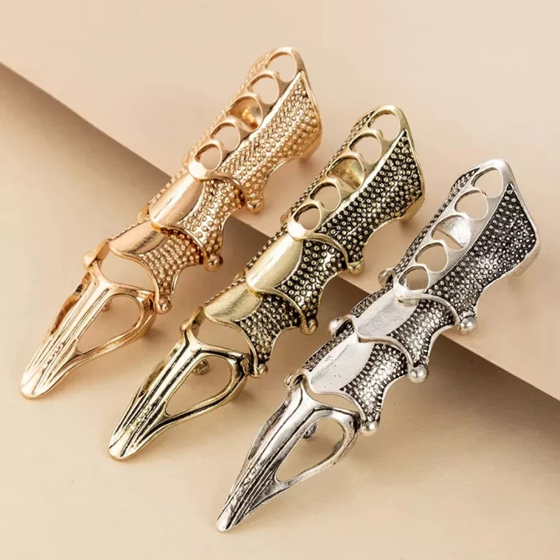 1Pcs-Punk-Knight-Skull-Double-Finger-Ring-Knuckle-Armour-Full-Finger ...