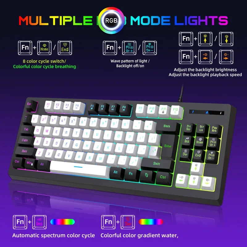 Y-fruitful-K69-Wired-Game-Keyboard-Mechanical-Feel-Esports-Rgb-Glow-87 ...