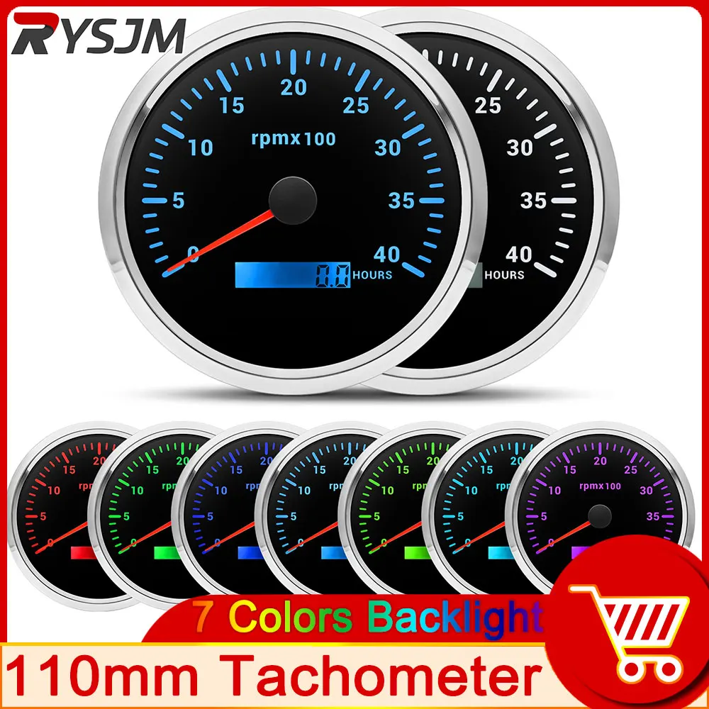 110MM-Tachometer-with-LCD-Hour-Meter-For-Marine-Boat-Car-12V-24V-RPM ...