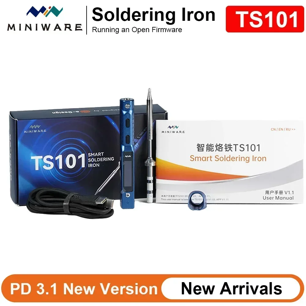 TS101 Blue Smart Soldering Iron BC2 Tip 90W Portable DC USB-C Interface ...