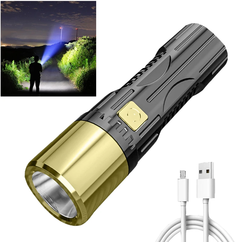 Portable LED Flashlight Mini Waterproof Ultra Bright Torch USB ...
