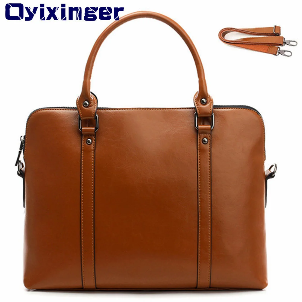 Frauen-Echt-leder-Laptop-Aktentasche-f-r-MacBook-HP-Huawei-Frau-14-Zoll ...