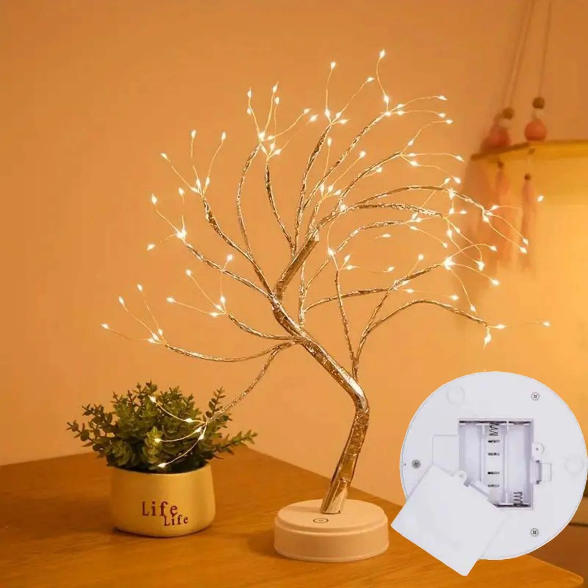 1pc-108-LED-Warm-White-Tree-Lights-USB-Battery-Operated-Starry-Copper ...