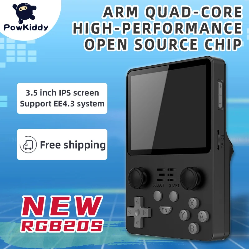 Powkiddy Rgb20s Black Version Handheld Game Console Retro Open Source System Rk3326 3.5-inch 4:3 ...