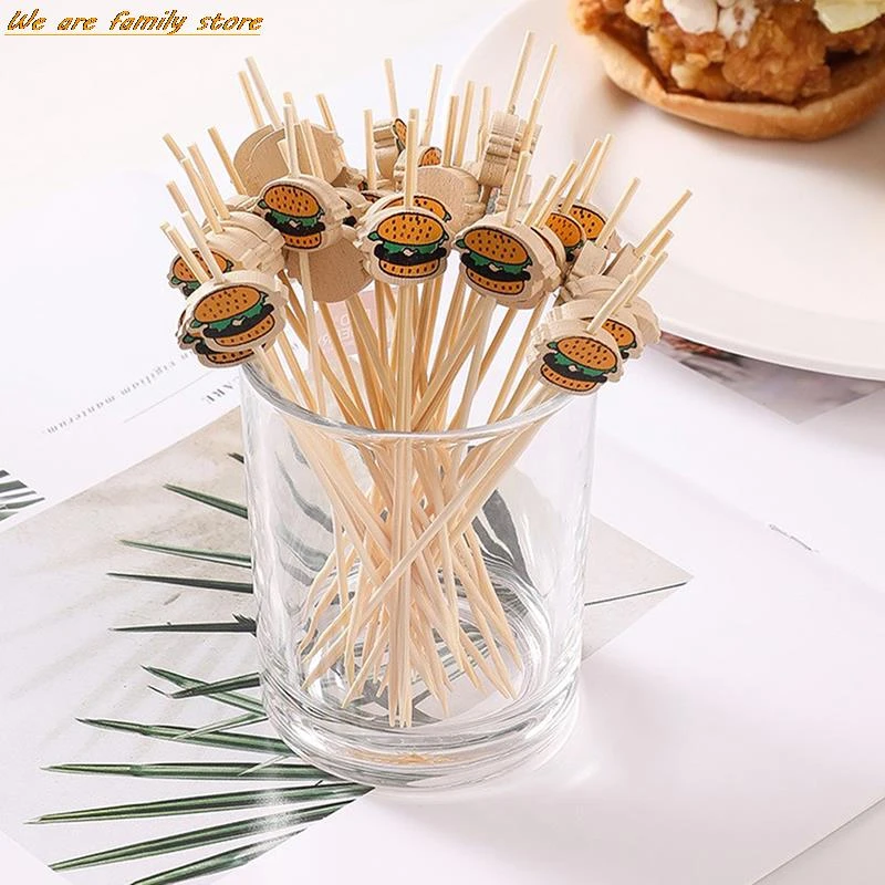 Bamboo Skewers Food Picks | Bamboo Hamburger Garnish | Snack Stick ...