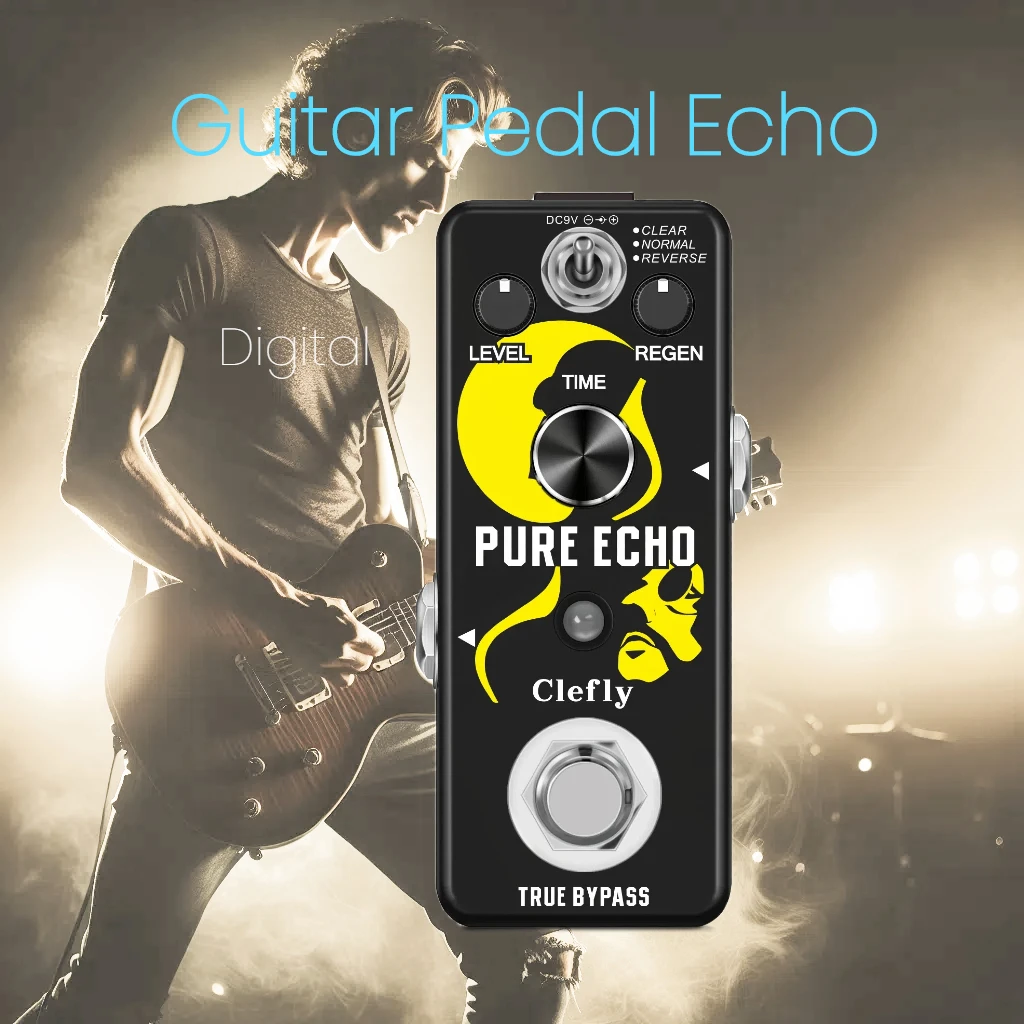 Clefly-Guitar-Pure-Echo-Pedal-Digital-Delay-Effect-Pedal-with-Clear-Normal-Reverse-Modes-for ...
