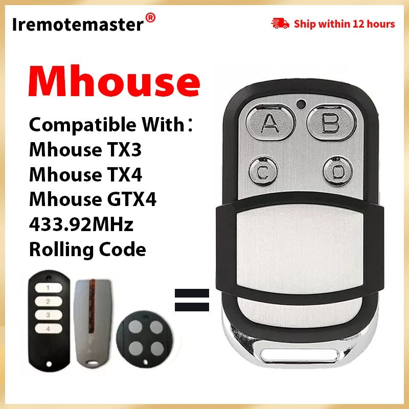 Garage Door Gate Remote Control Key 433.92MHz For Mhouse/MyHouse TX4 ...
