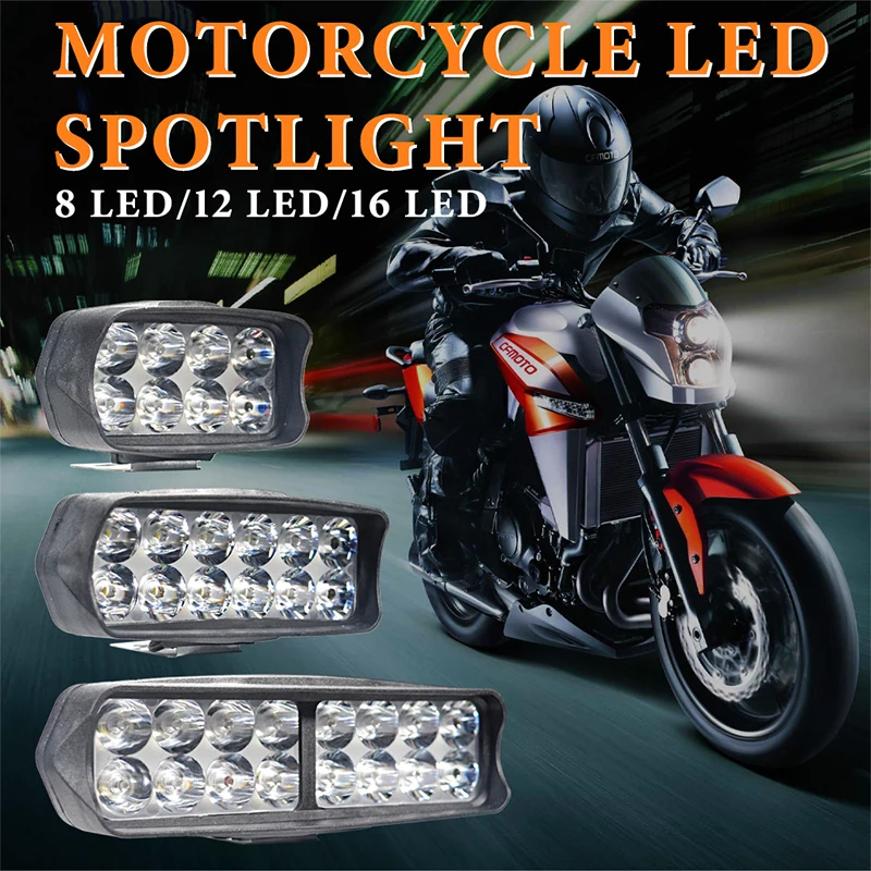 1PCS-8-12-16-LED-Motorcycle-LED-Headlight-Running-Light-Waterproof ...