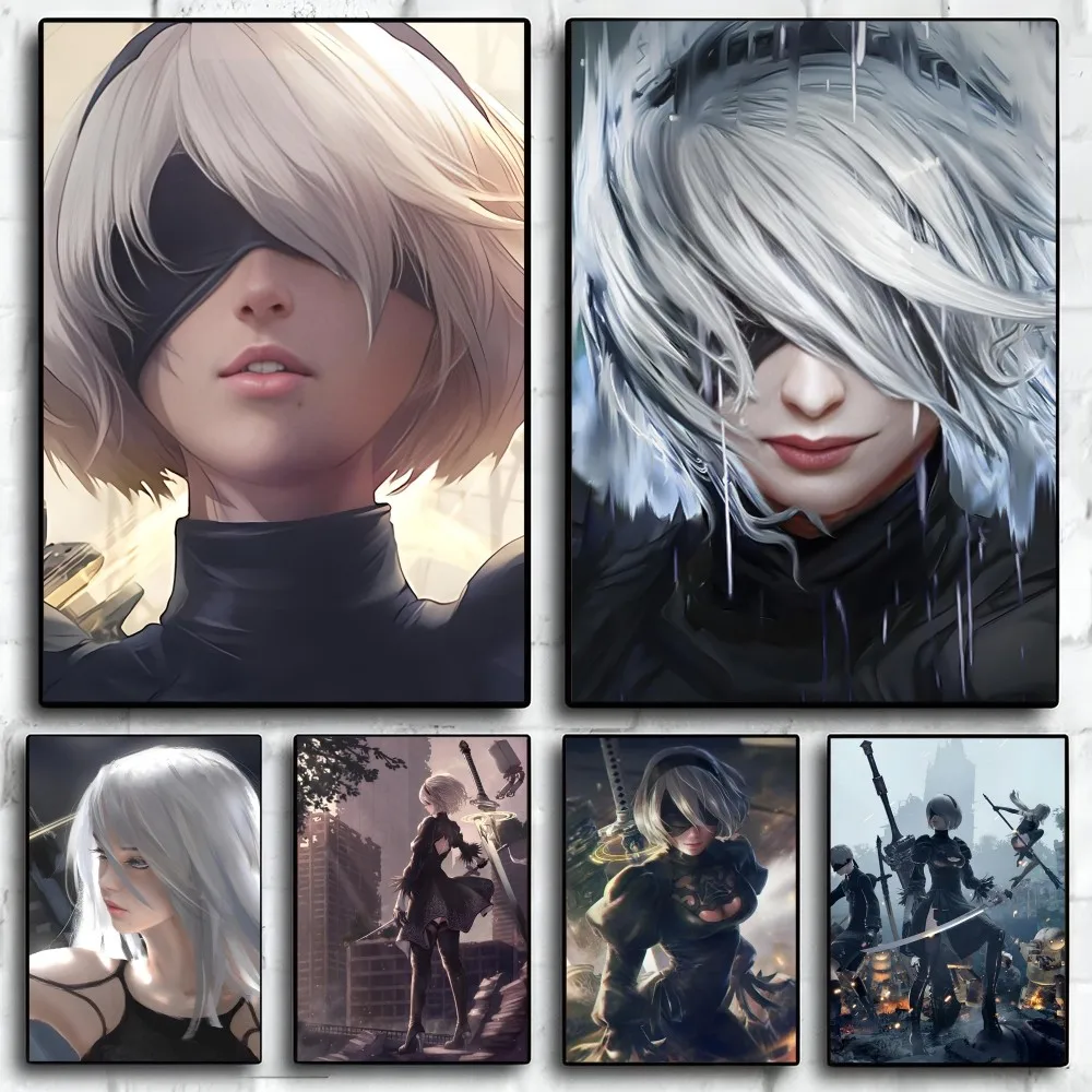 1PC Anime Girl 2b Poster Self-adhesive Art Waterproof Paper Sticker ...