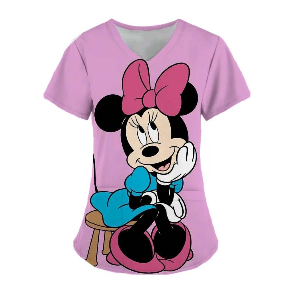 Uniforme de Disney para mujer, estampado 3D de Mickey Mouse, camisa de ...