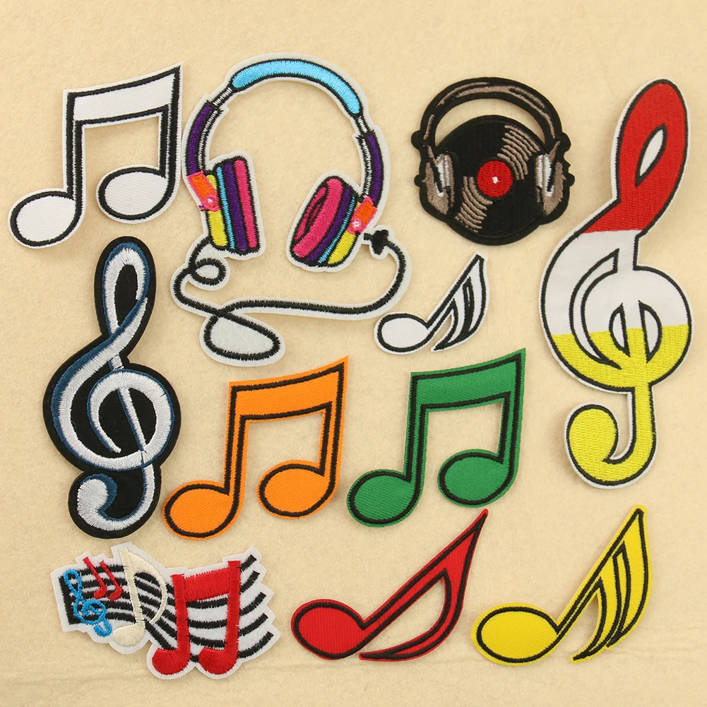2pc-Music-Note-Patches-Stickers-Iron-on-Clothes-Heat-Transfer-Applique ...