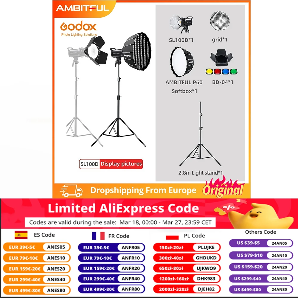 Godox SL100D SL-100D 100W 5600K White Version LCD Panel LED Video Light ...