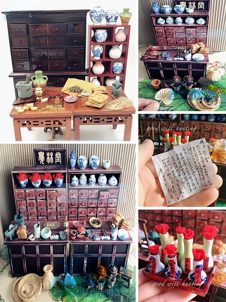 Dollhouse Pharmacy 1:12 Mini Medicine Cabinet Pills Dan Medicine Wine ...