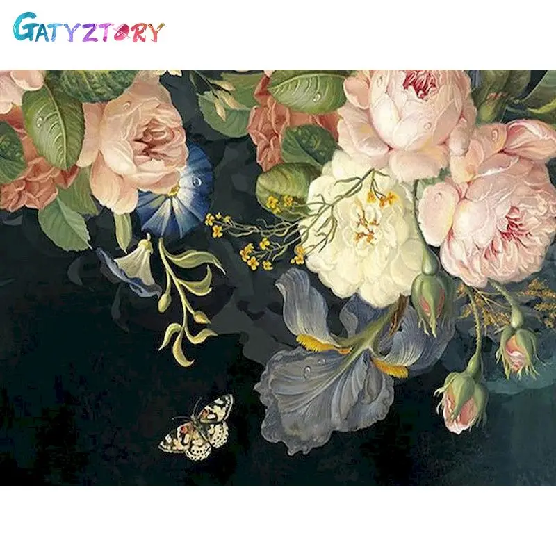 Gatyztory Pictures By Number Flowers Gift Diy Oil Painting By Number ...