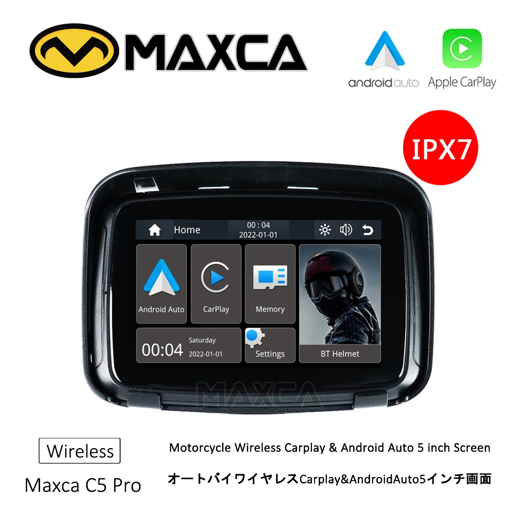 Maxca-C5-Pro-5-inch-Wireless-Android-Auto-Apple-Carplay-Motorcycle ...