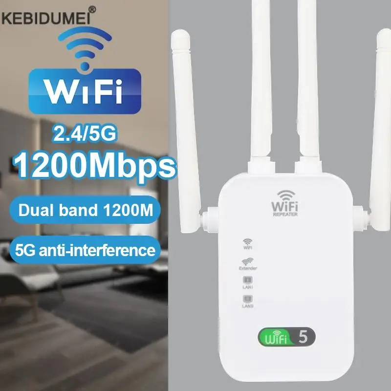 5Ghz WiFi Repeater 1200Mbps Wireless Extender Dual Band 5GHz&2.4GHz ...