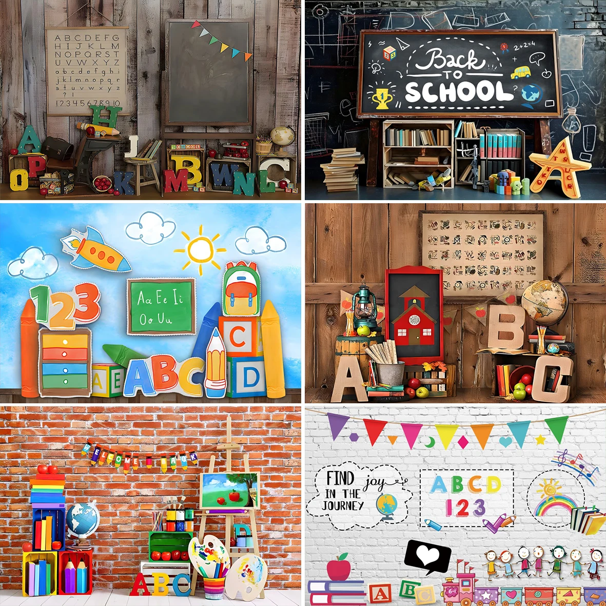 Laeacco-Student-Desk-Chair-Blackboard-School-Study-Baby-Classroom-Photo ...