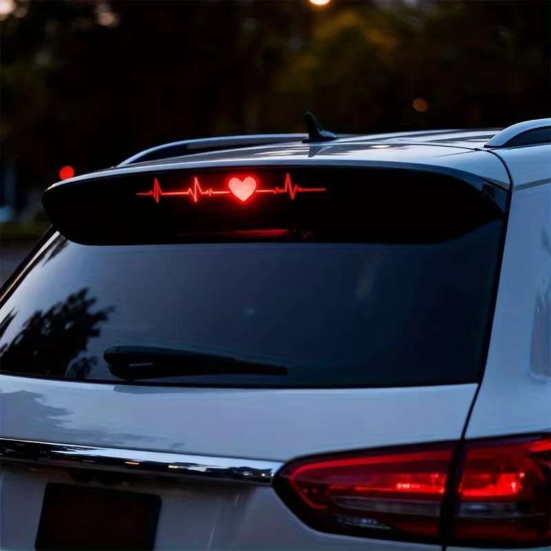 High Mount Third Brake Light Sticker – Heartbeat ECG Design, 3D Carbon ...