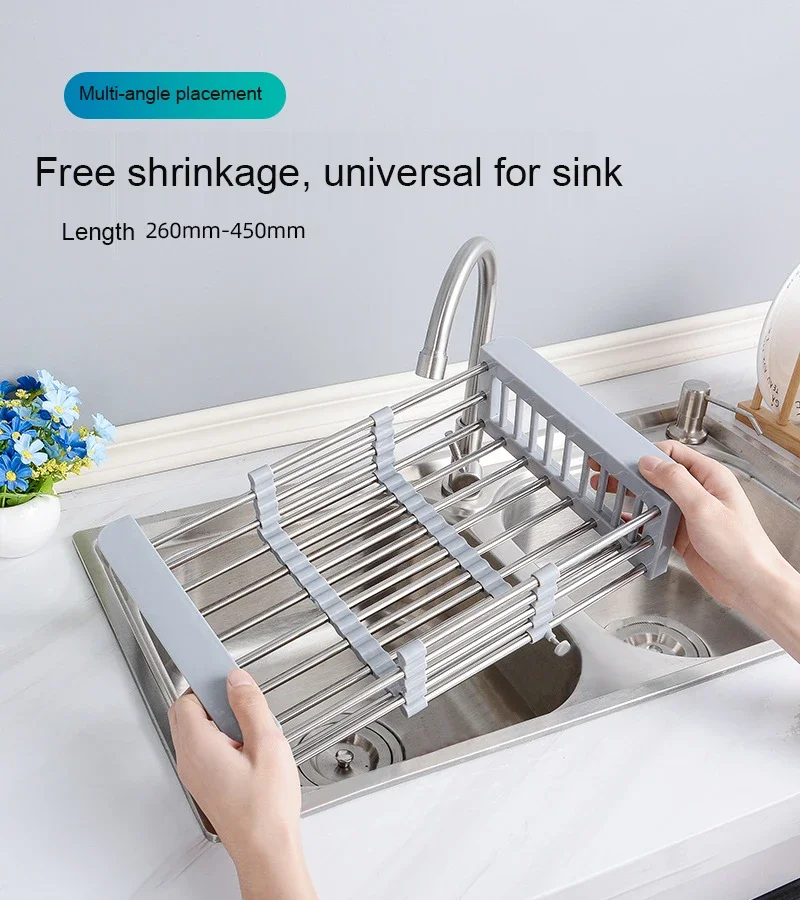 Kitchen Stainless Steel Sink Drain Rack 304 Dish Drying Rack Dish ...