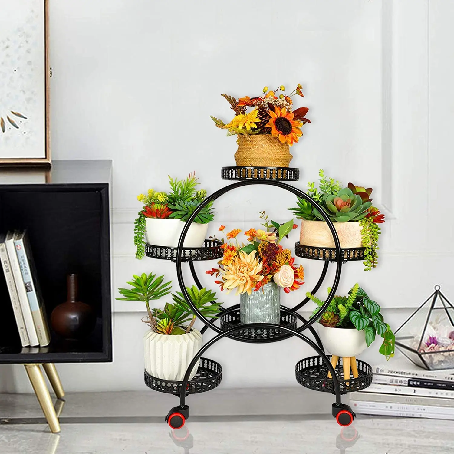 6 Pot Metal Plant Stand Multi Layer Plant Holder Flower Pot Rack with ...