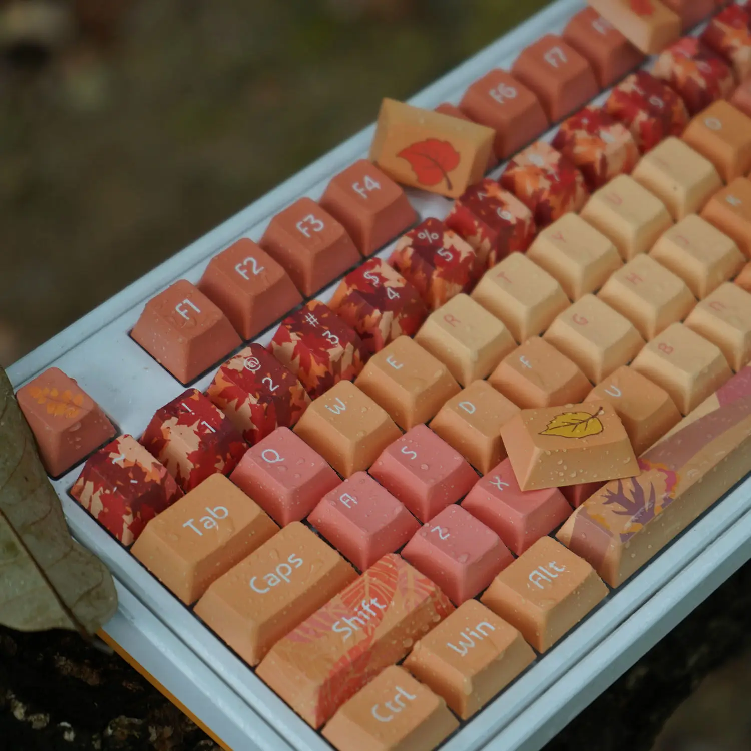 Autumn-Maple-Leaf-Golden-Cherry-Keycap-Pbt-Small-Full-Set-Of-Five-Sided ...