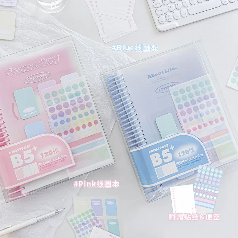 Pink-Blue-Note-Book-Loose-Leaf-Inner-B5-Ring-Binder-Notebook-Diary ...