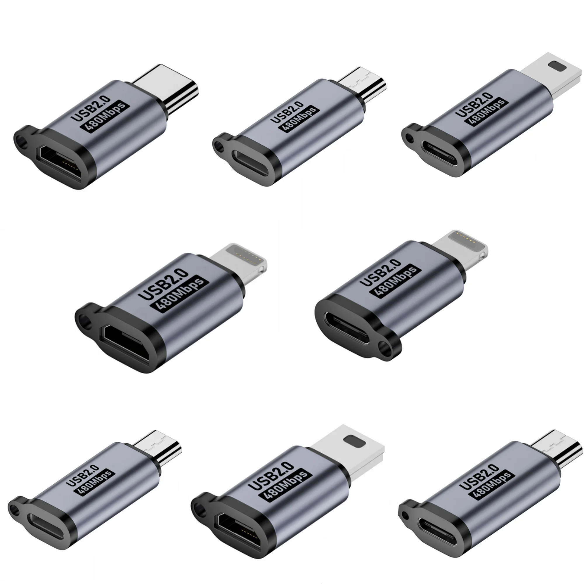 Adaptador-tipo-C-a-Micro-Mini-USB-convertidor-macho-a-USB-C-hembra-de-8 ...