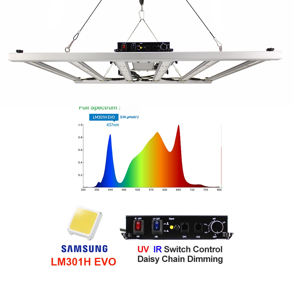 Samsung-LM301H-Barra-de-Luz-de-Crescimento-LED-480W-EVO-V5-V6-UV-Ajust ...