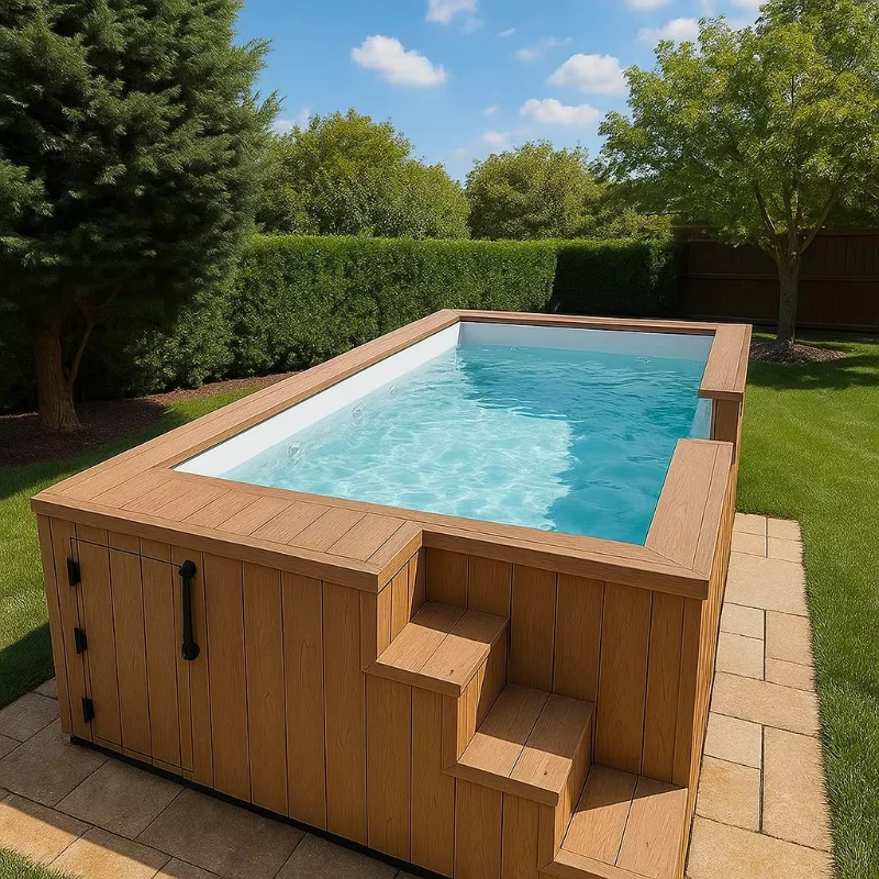 Family 40ft Container Swimming Pool Prefabricated Wooden Fiberglass ...
