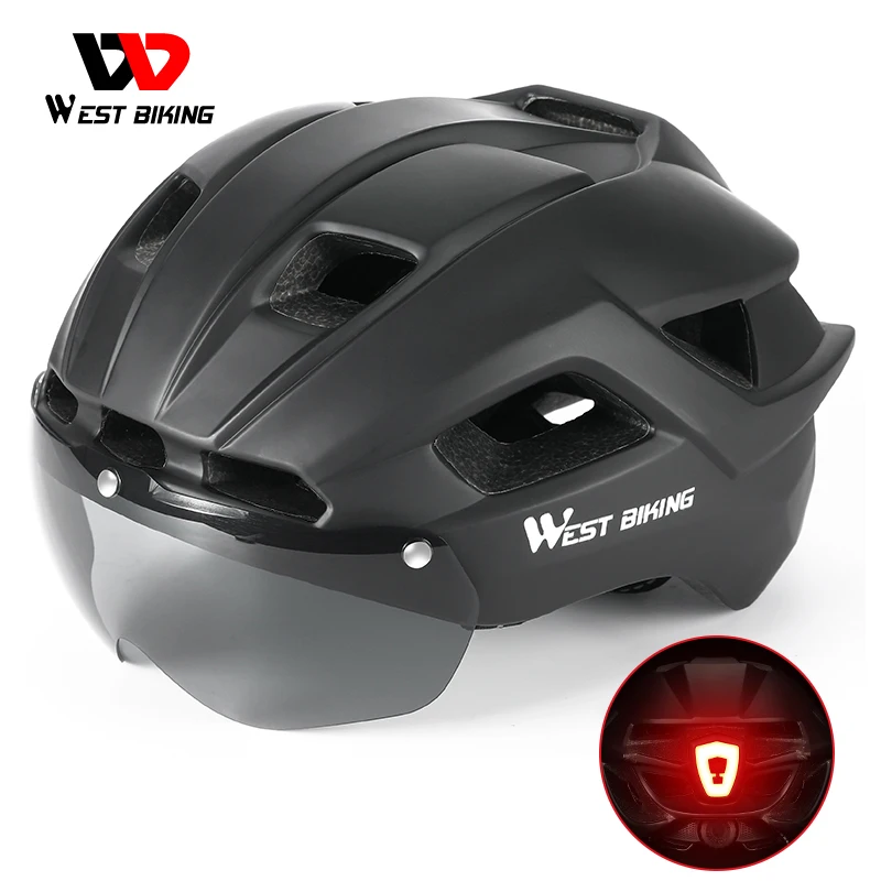 WEST-BIKING-Ultralight-Bike-Helmet-With-Taillight-Goggle-Men-Women ...