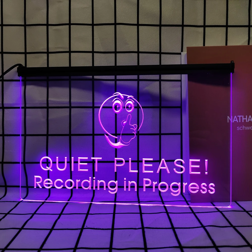 Recording in Progress Quiet Please-Retro LED Neon Sign Home Decor with ...