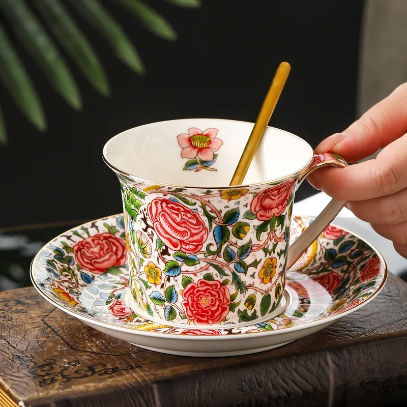 European-Style-Painted-Flower-Coffee-Cup-Luxury-Gilded-Exquisite ...