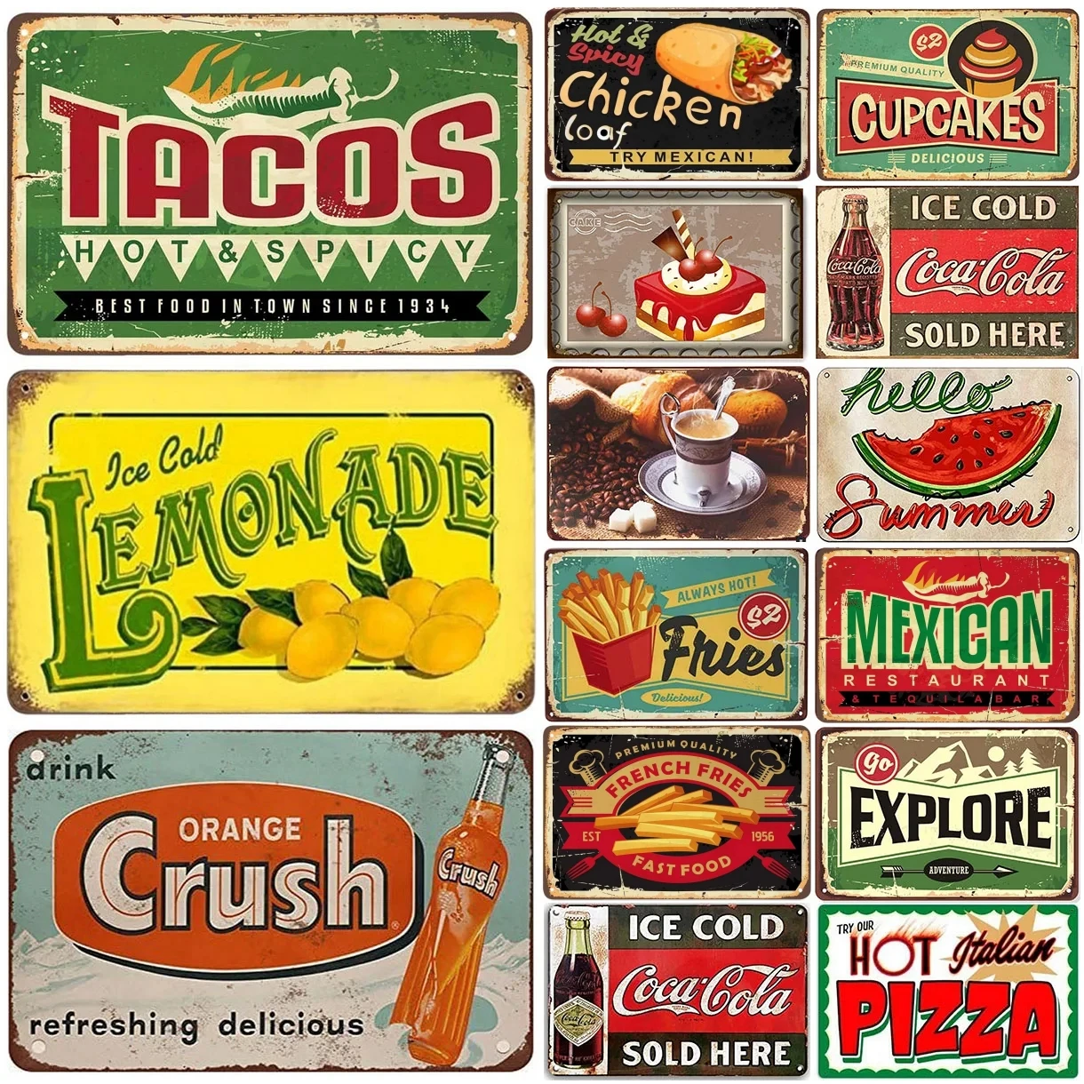 Vintage-Coffee-Food-Kitchen-Metal-Tin-Signs-Wall-Decor-Funny-Tin-Signs ...