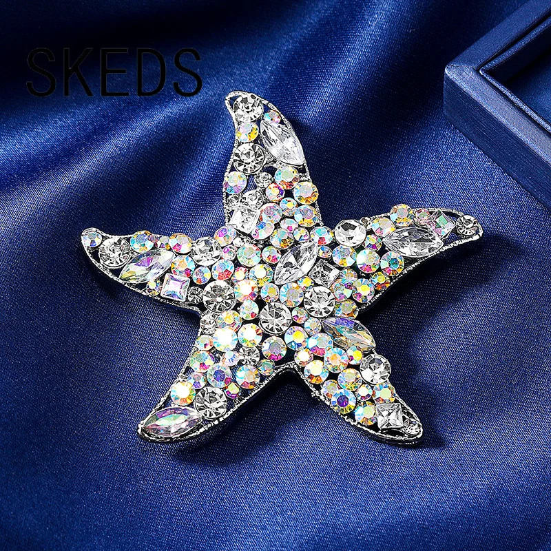 SKEDS Luxury Women Shiny Boutique Rhinestone Sea Star Brooches Pins Classic Gorgeous Decoration ...