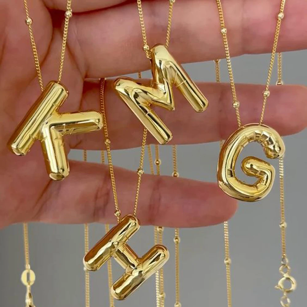 Golden-Initial-Necklace-for-Women-26-Letter-Pendant-Name-Choker ...