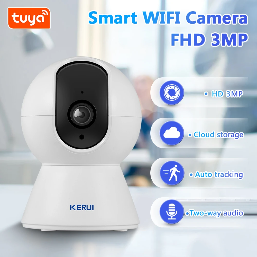 KERUI 1080P 3MP Tuya Smart Mini WiFi IP Camera Indoor Wireless Security ...