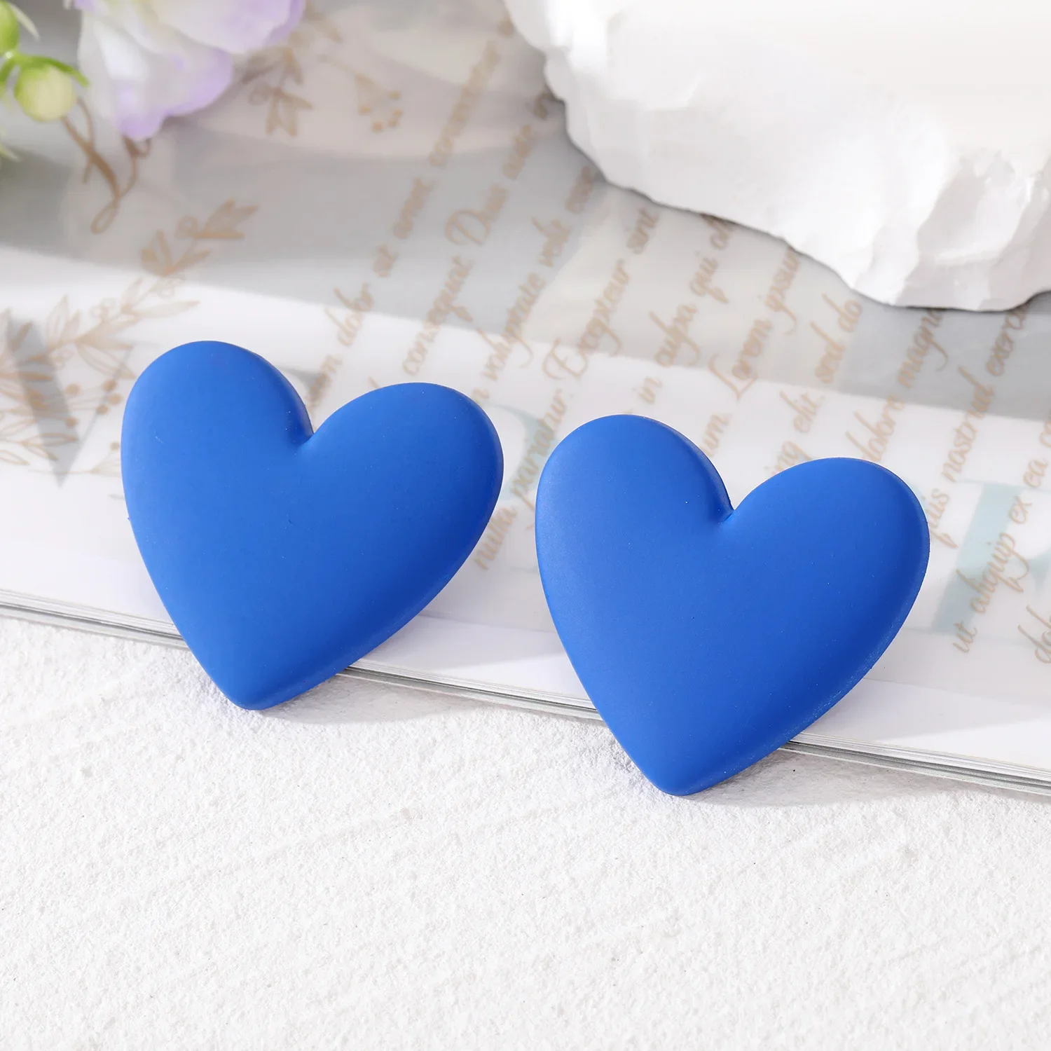 Big-Heart-Royal-Blue-Macaroon-Color-Stud-Earring-Love-Statement-Wedding ...