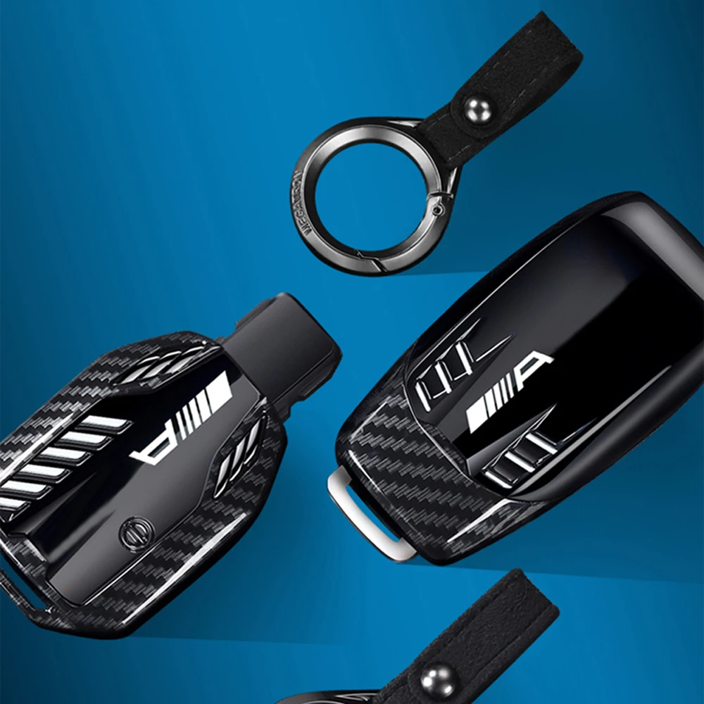 Zink Legierung Carbon Faser Auto Schlüssel Fall Abdeckung Keychain Für Mercedes Benz AMG EINE B ...