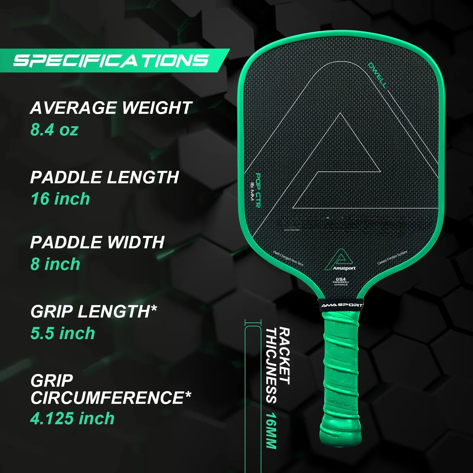 -16mm Thickness Titanium Friction Surface Pickleball Paddle ...